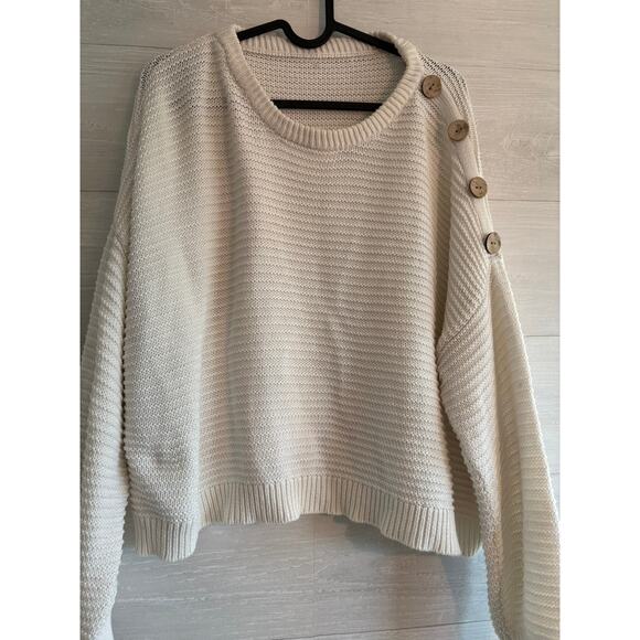 Sweaters | Creamwhite Sweater With Buttons On The Shoulder | Poshmark